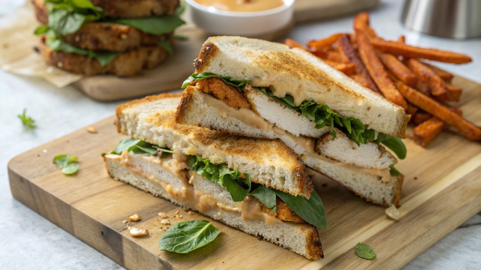 The 1st Ultimate Peanut Butter Chicken Sandwich With Fresh Basil